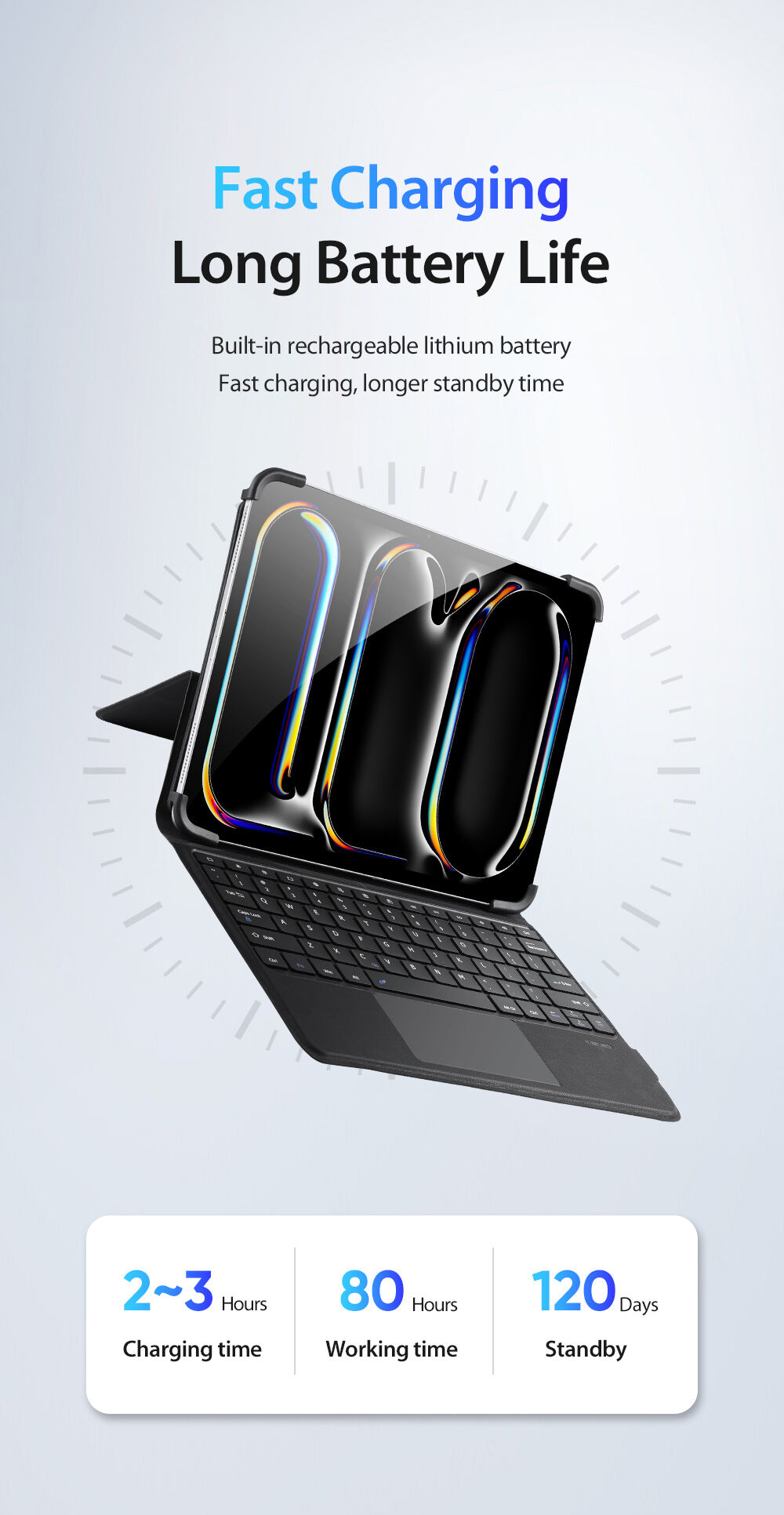 11inch Universal Folding Bluetooth Keyboard Case Cover For 10.1 Inch ...