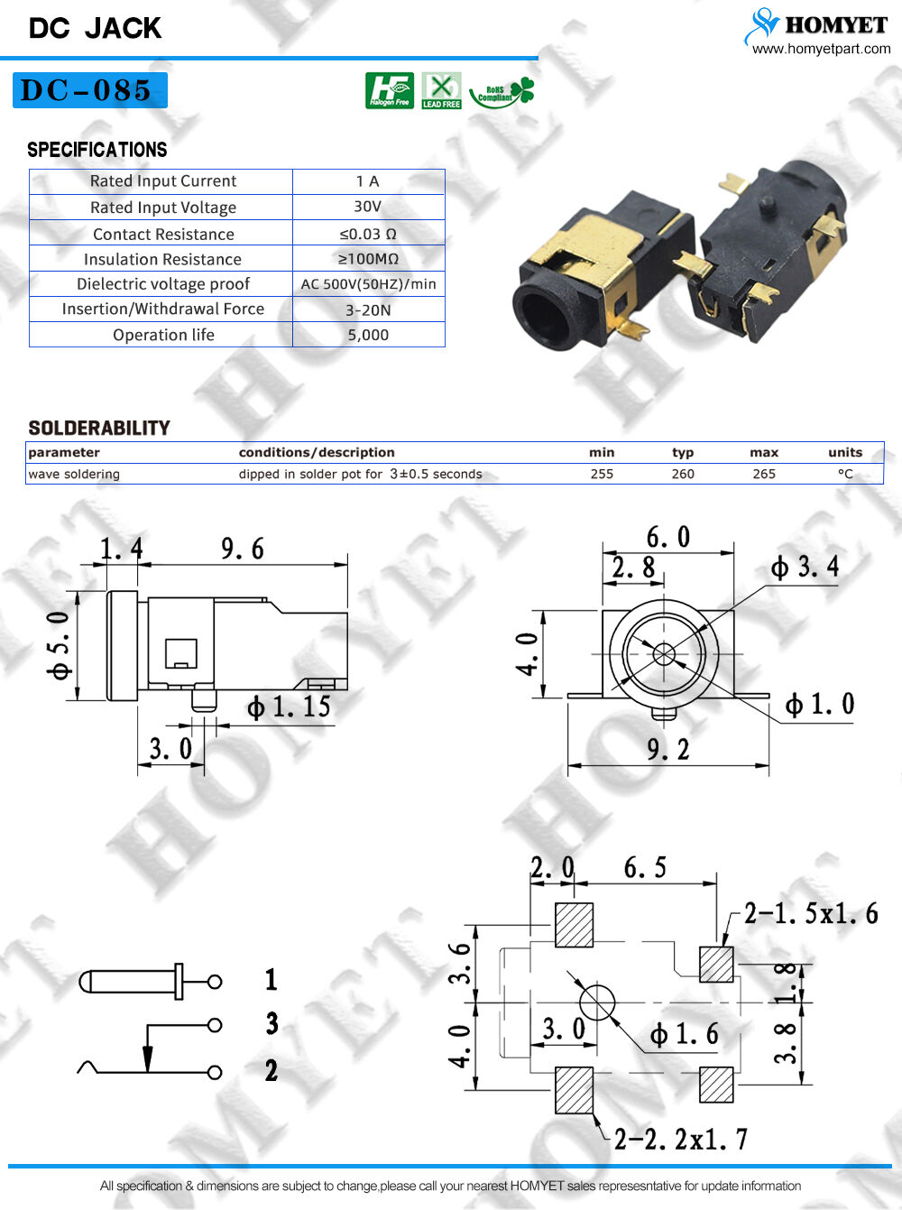 4-pin Patch Dc Power Socket Environmental Protection And High ...