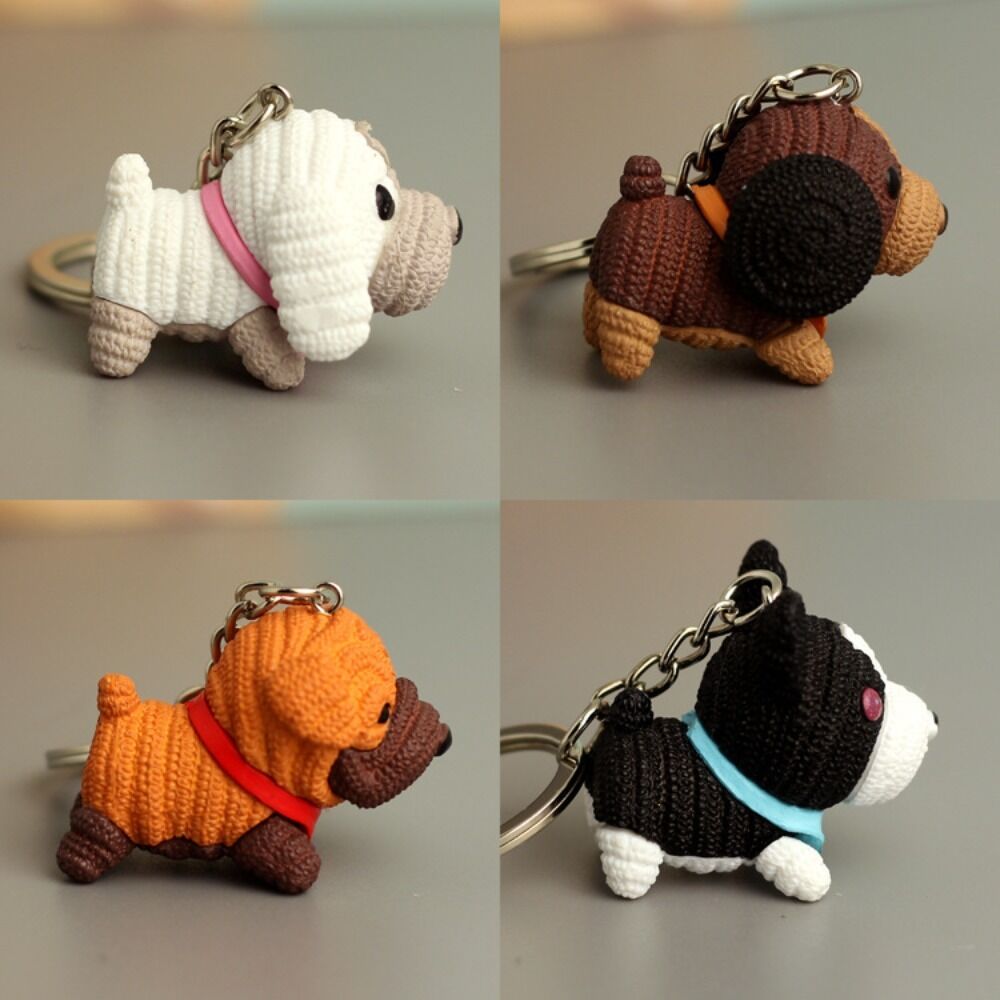 Mini Handmade Cute Crochet Puppy Dog Keychain Emotional Support ...