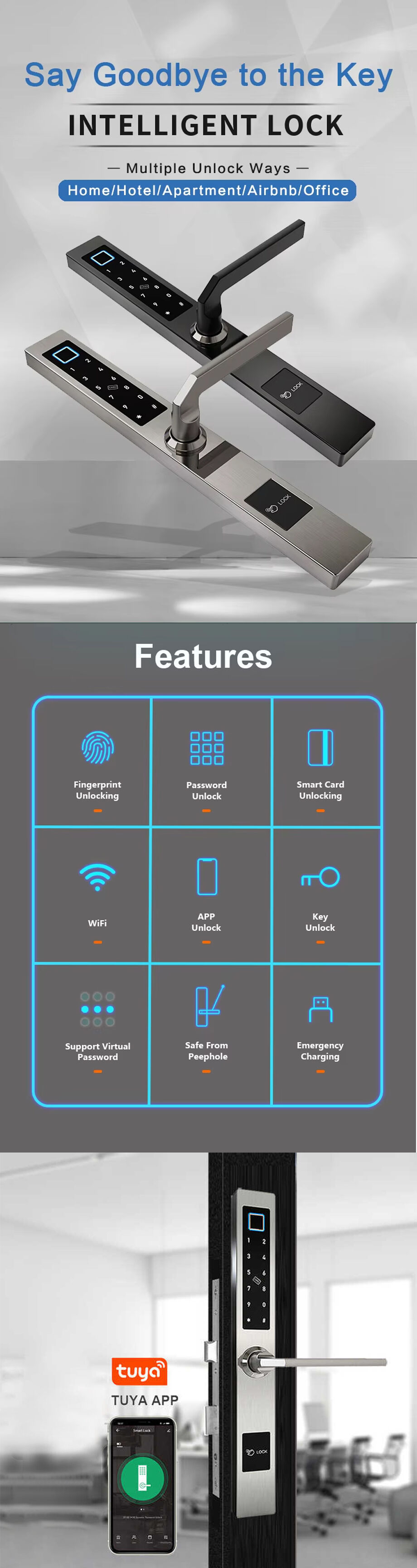 Bulk Buy China Wholesale Tuya Wifi App Smart Locks Sliding Glass ...