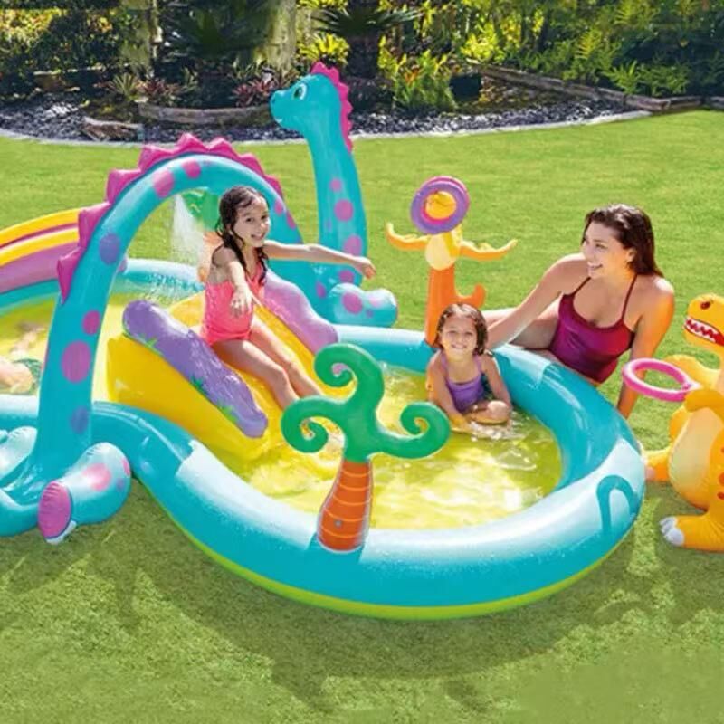 Netflix Models Dinosaur Spray Water Slide Inflatable Pool Children's ...