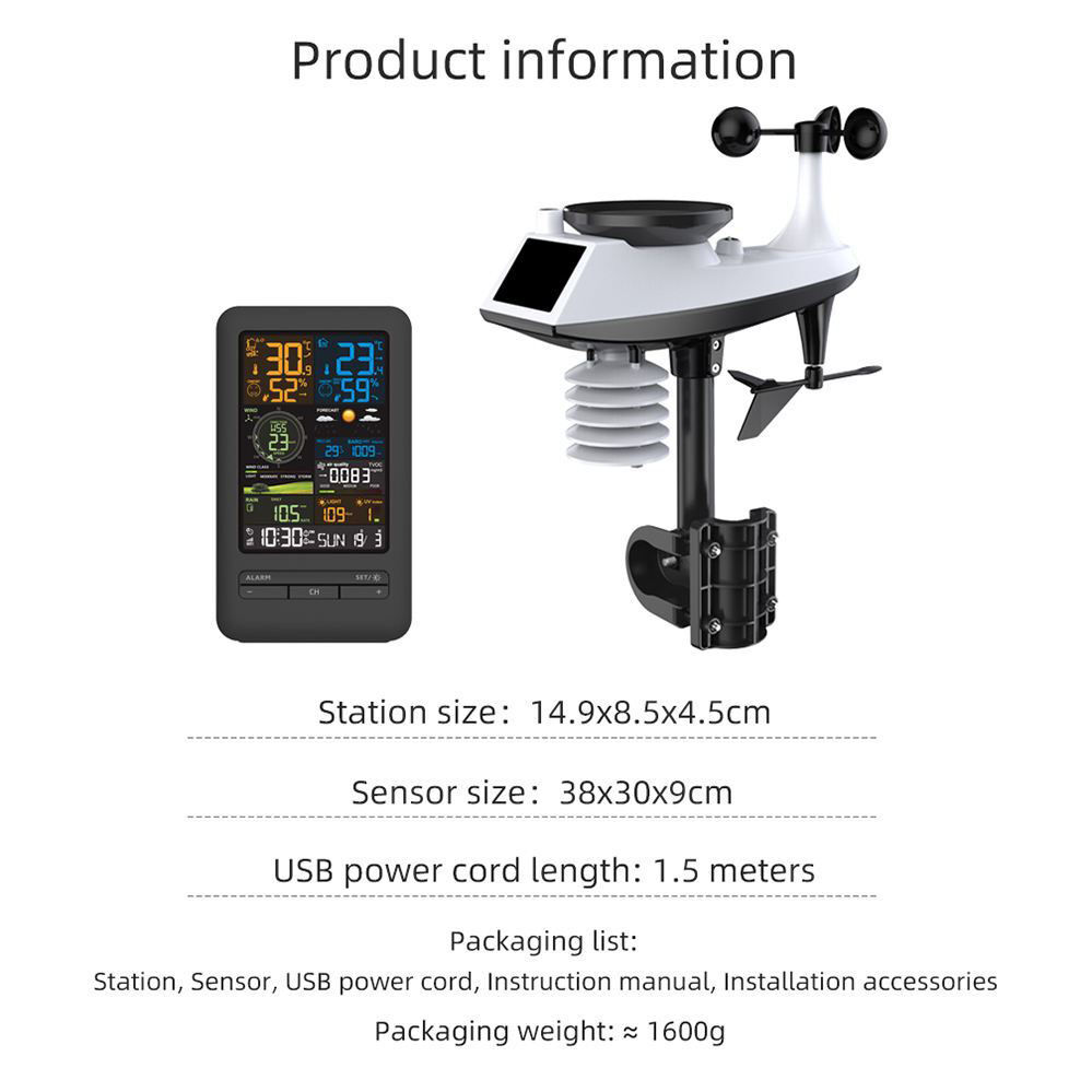 Tuya Wireless Wifi Smart Wind Rain Uv Weather Station Sensor With Lcd ...