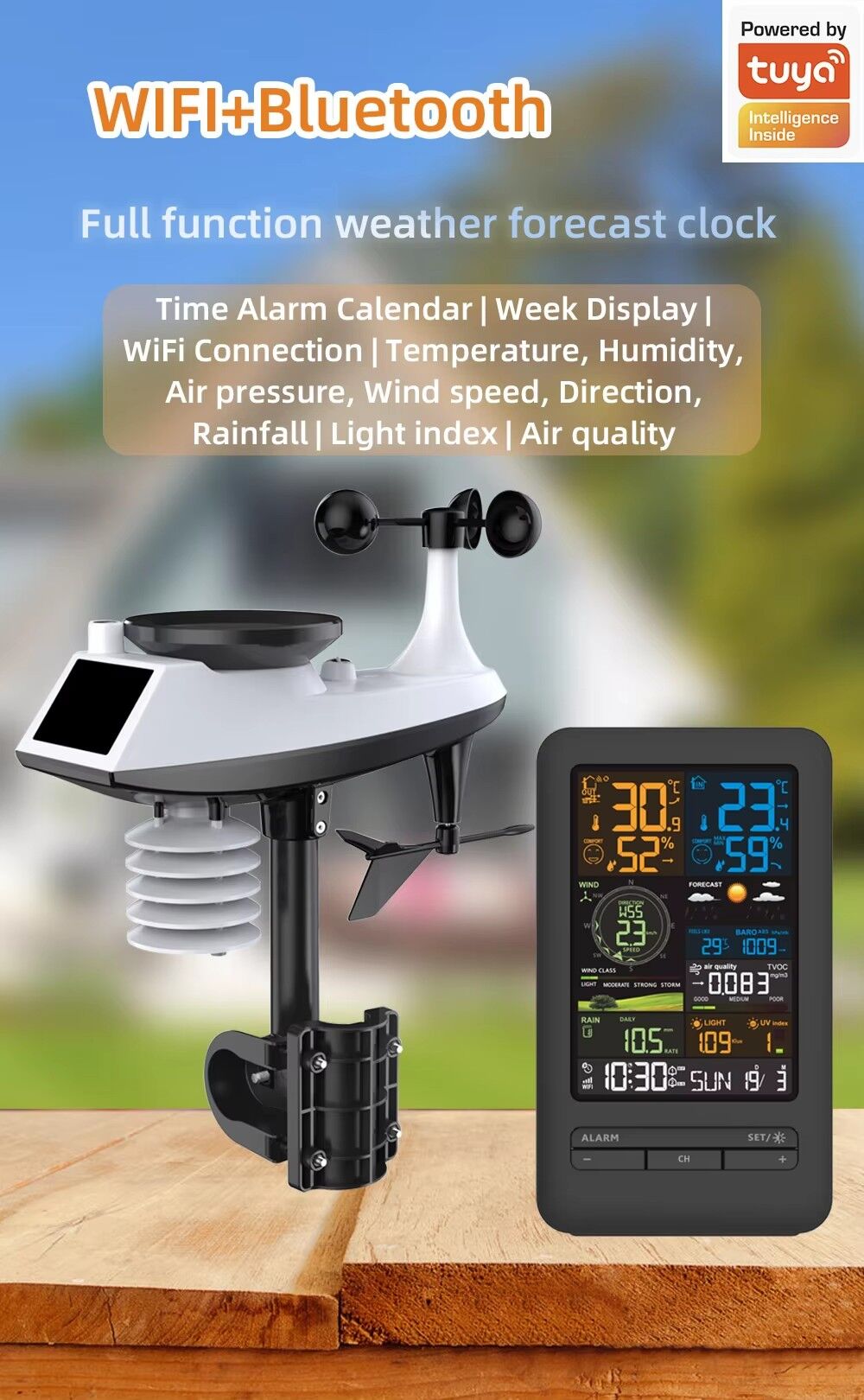 Tuya Wireless Wifi Smart Wind Rain Uv Weather Station Sensor With Lcd ...