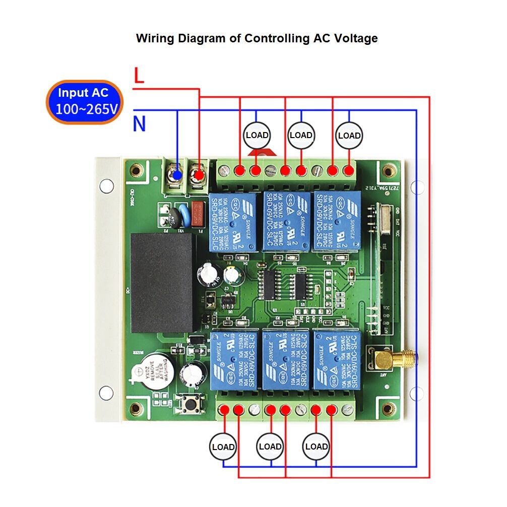 433mhz Ac100v-265v 4ch/6ch Wireless Dc Motor Controller Motor Positive ...