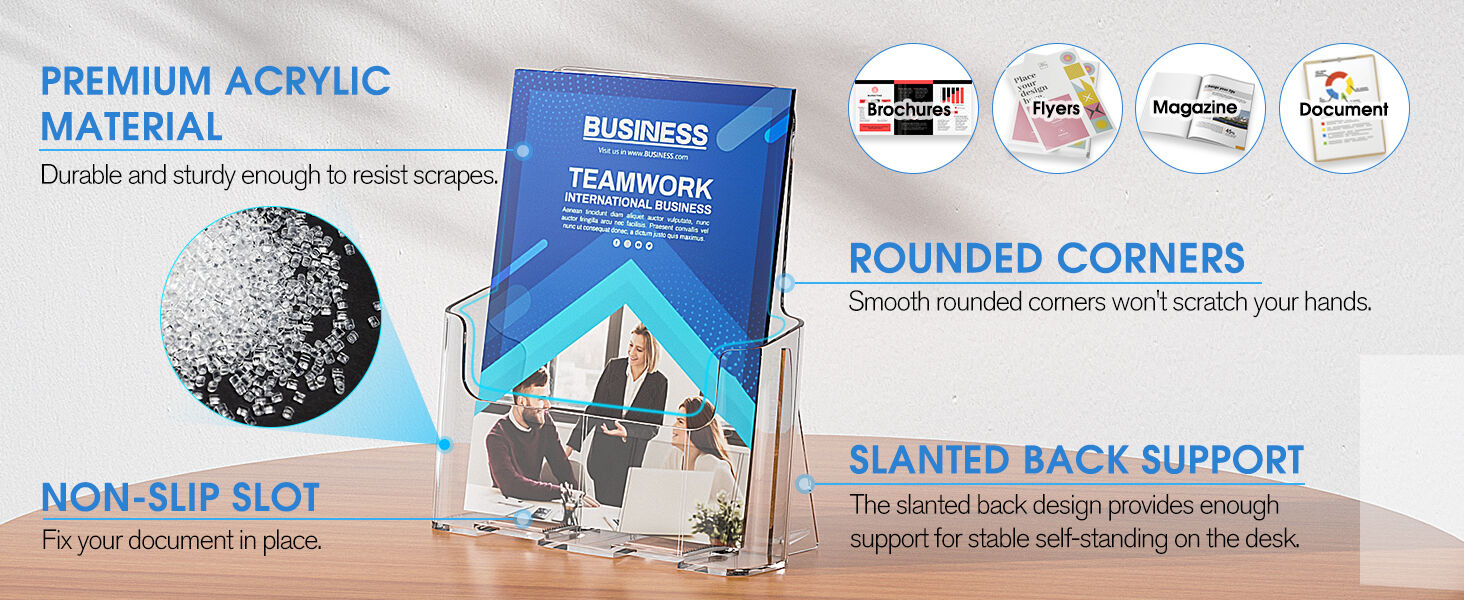 Acrylic Brochure Holder , Plastic Clear Literature Holders Rack Card ...