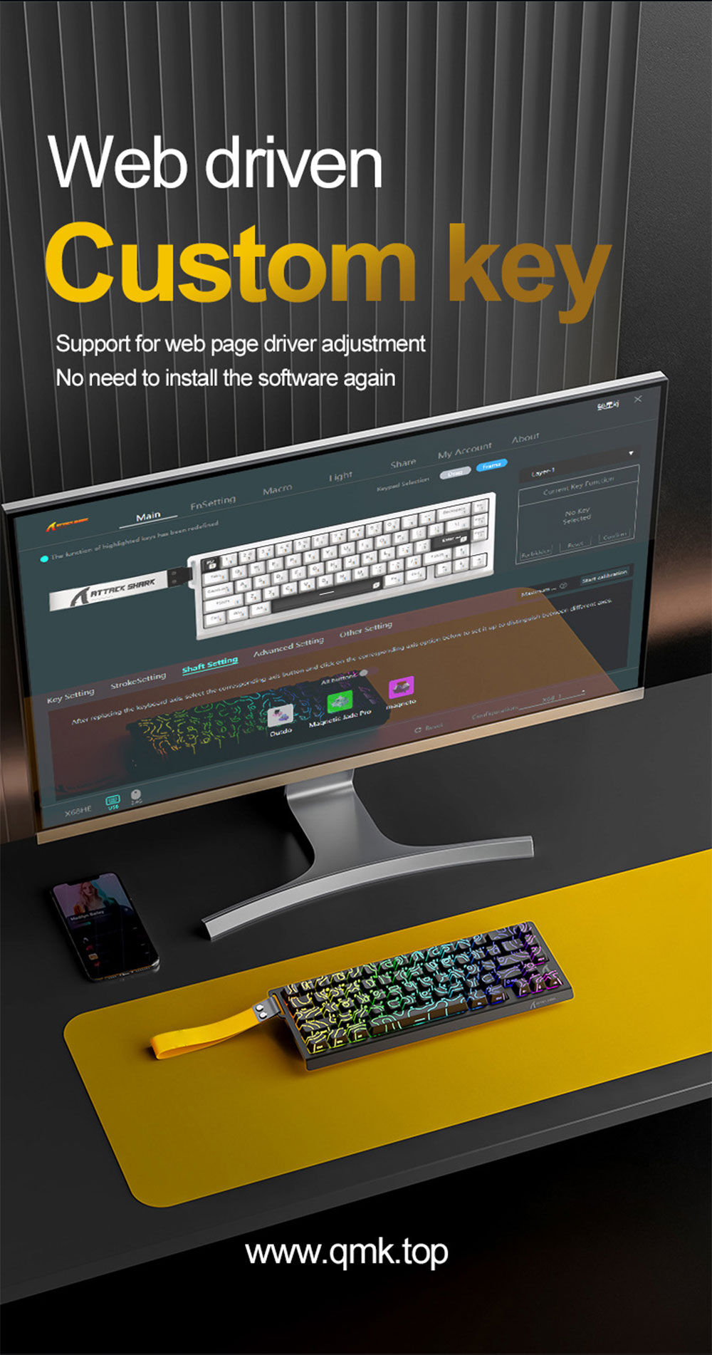 Magnetic Axis Keyboard Contour Line Side Engraved Rgb Gaming Rt ...