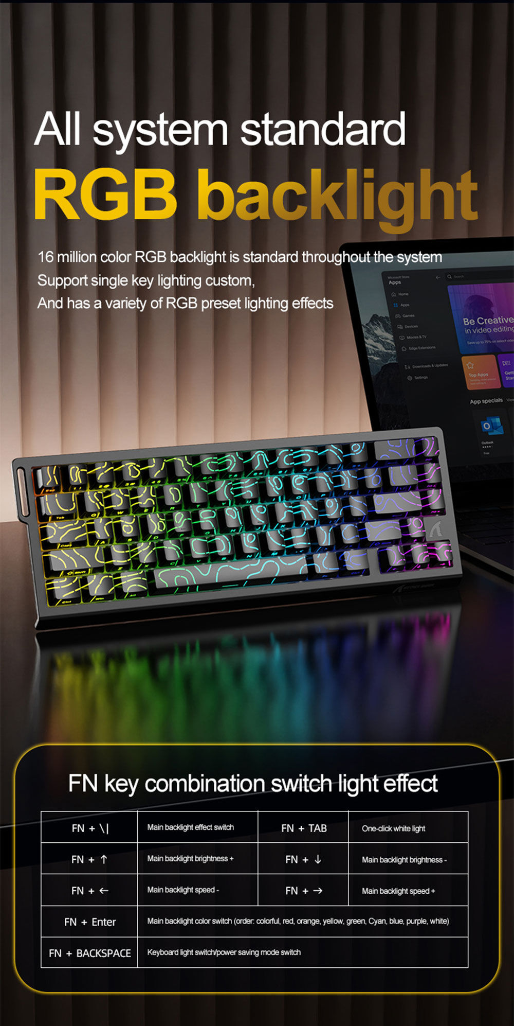 Magnetic Axis Keyboard Contour Line Side Engraved Rgb Gaming Rt ...