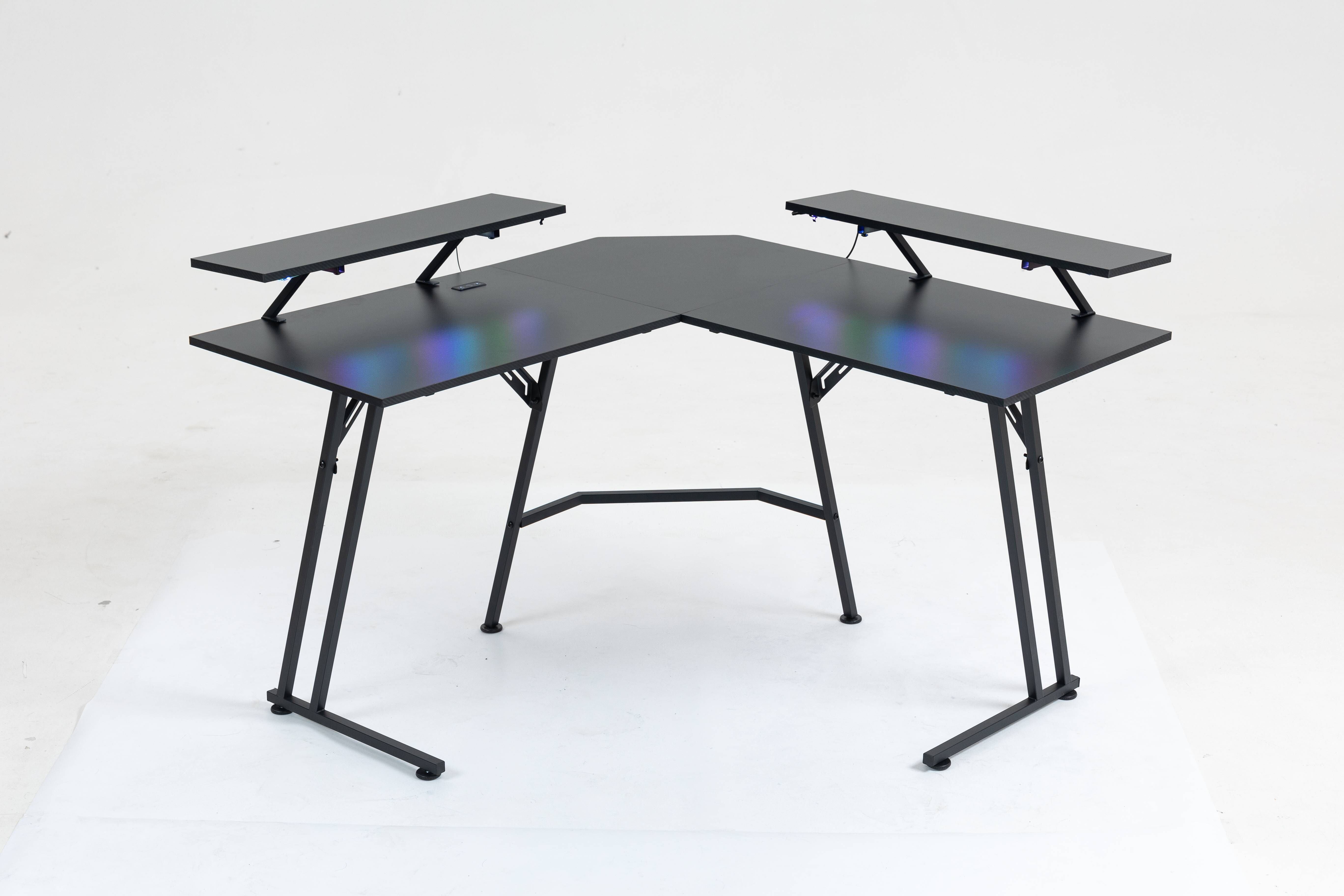 Ergonomics L-shaped Rgb Gaming Table Computer Desk With Dual Monitor ...