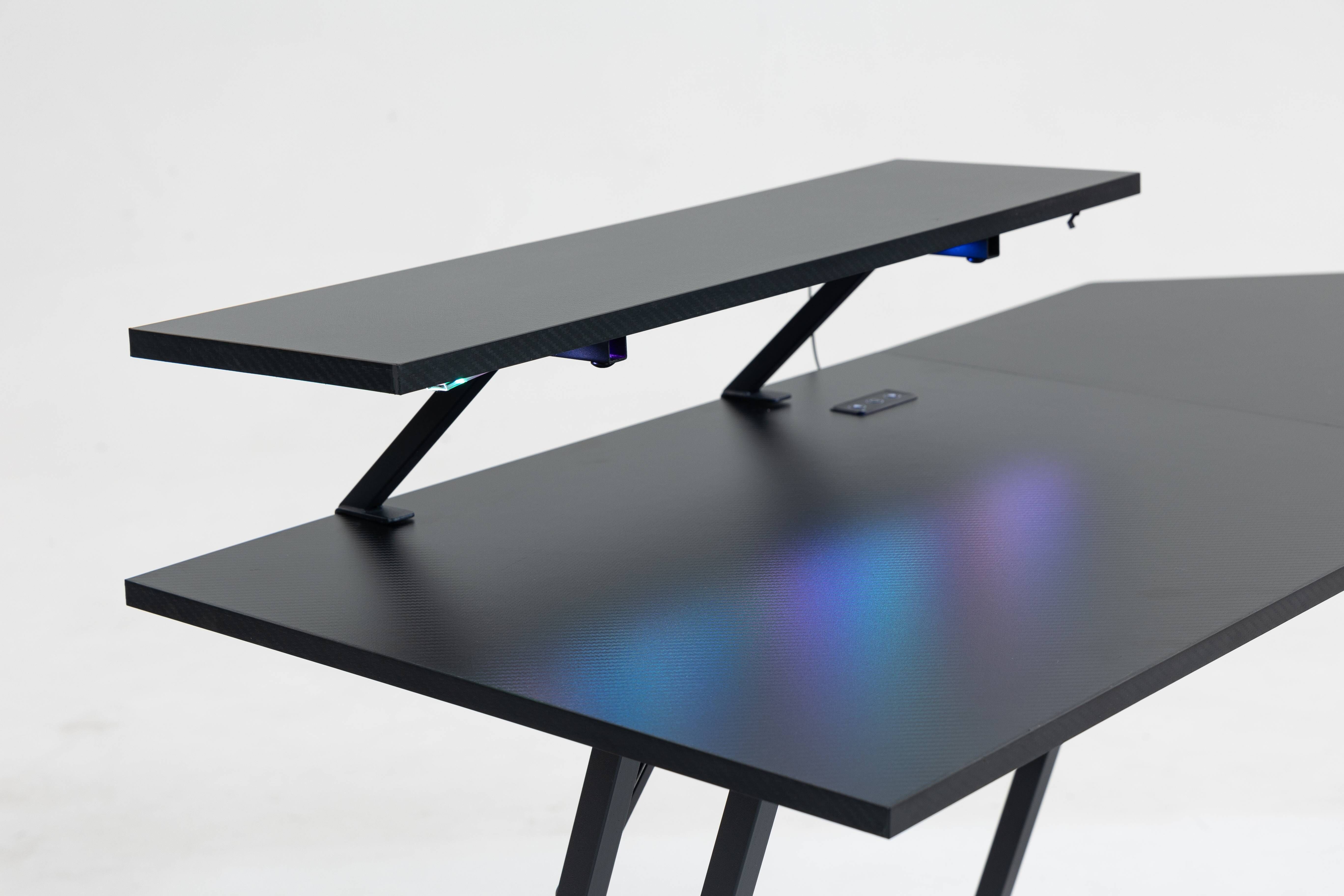 Ergonomics L-shaped Rgb Gaming Table Computer Desk With Dual Monitor ...