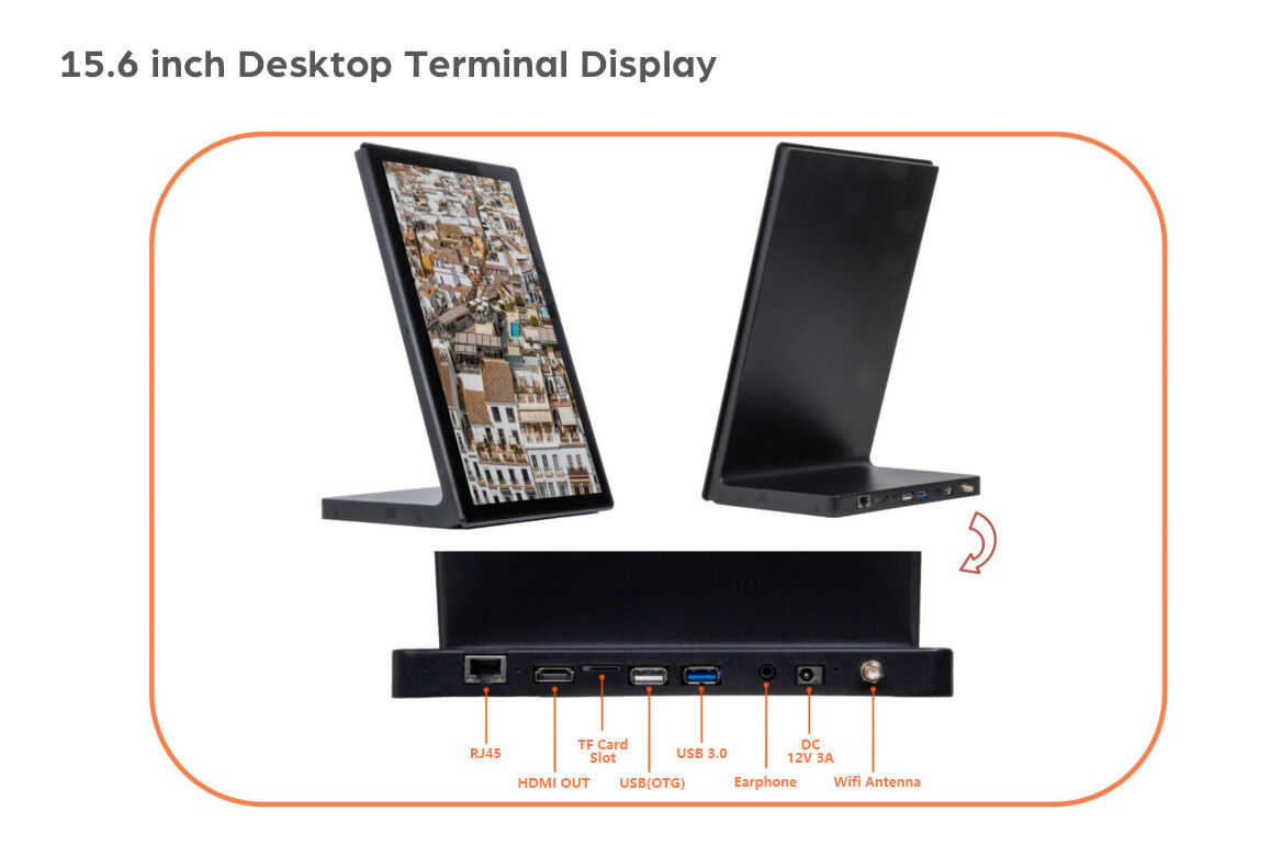 15.6 Inch Display Desk Stand Digital Signage Desktop Touch Screen Panel ...