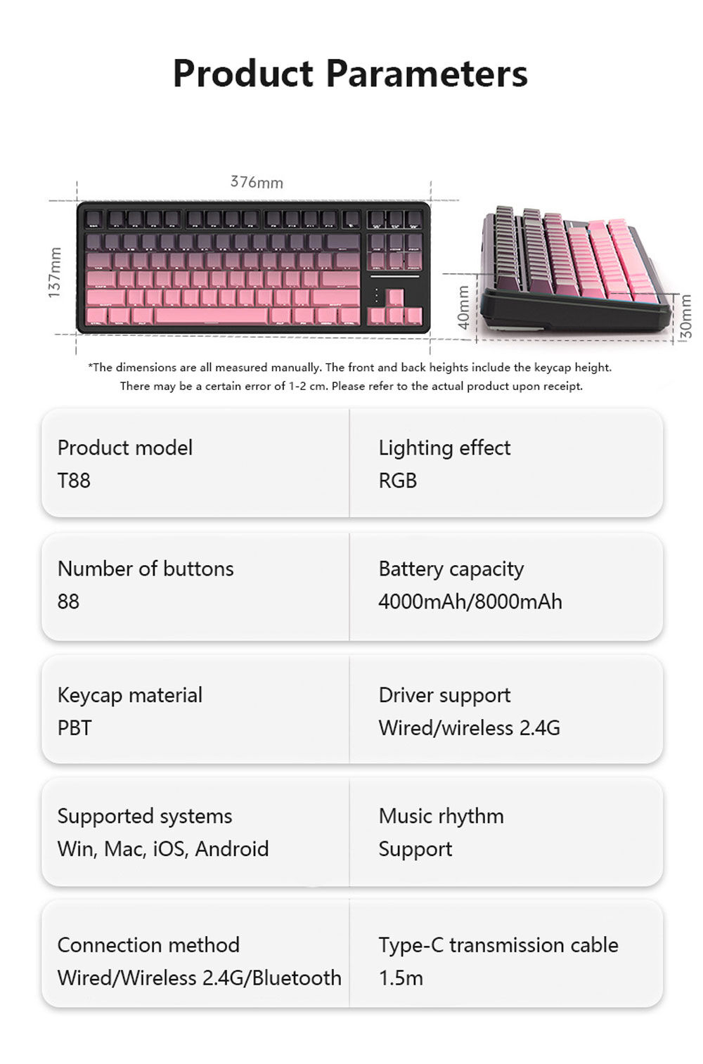 Oem Axis Gaming Mechanical Keyboard Bluetooth Three-mode Ultra-quiet ...