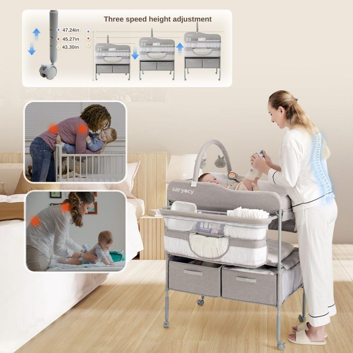 Diaper Table: Baby Care Table, Portable And Foldable, Multi-functional ...