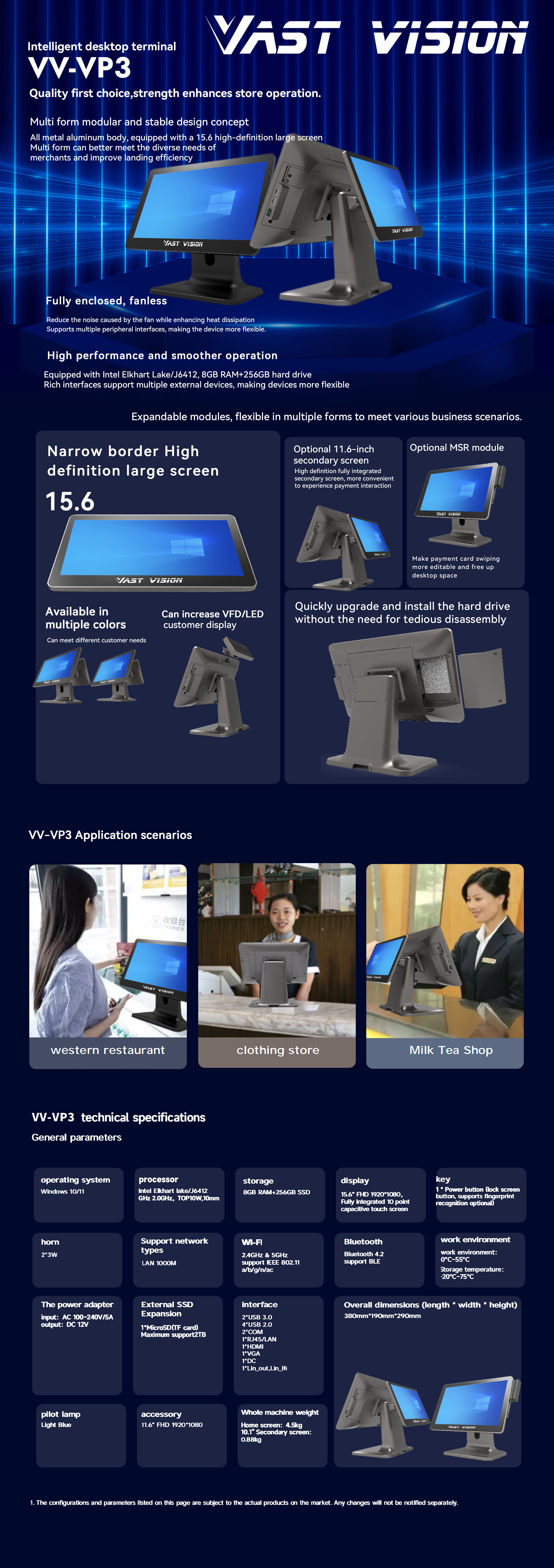 Dual 15.6" Touchscreen Pos System With Integrated 58mm Receipt Printer ...
