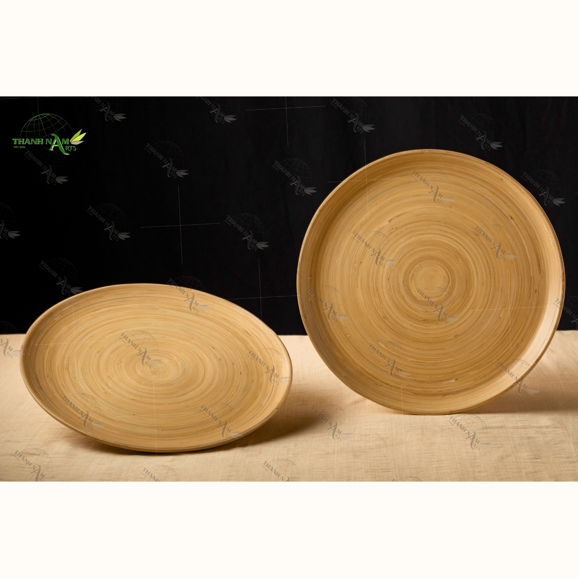 Hot Product Eco-friendly Handmade Spun Bamboo Serving Tray Handles Food ...