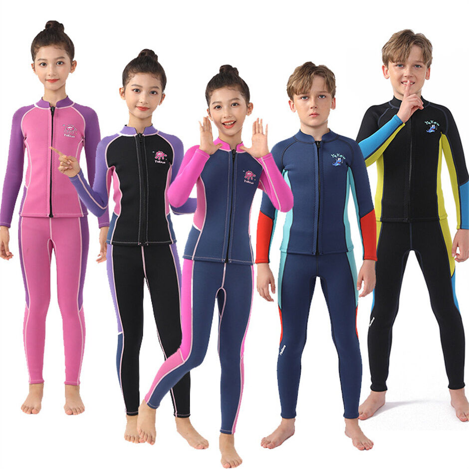 Children's Swimsuit Thick Warm Clothing One-piece Long-sleeved Trousers ...