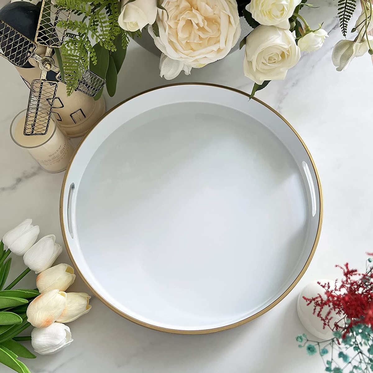 Bulk Buy China Wholesale 13" Round Tray Serving Tray With Handles ...