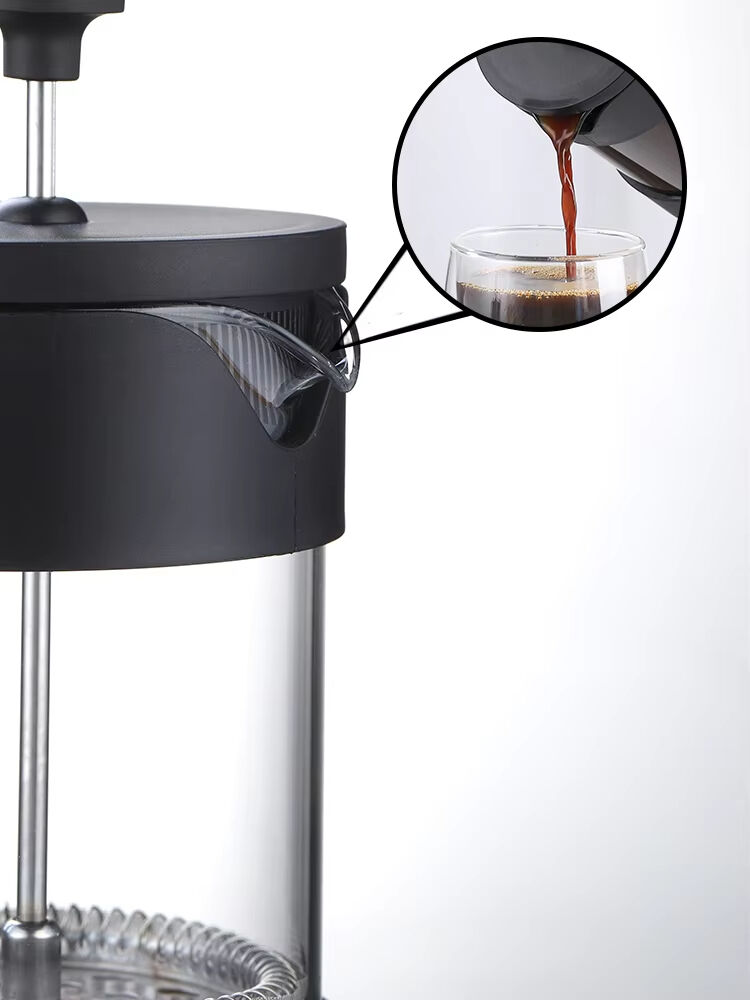 Black French Coffee Press Steel High Borosilicate Glass 304 Stainless ...
