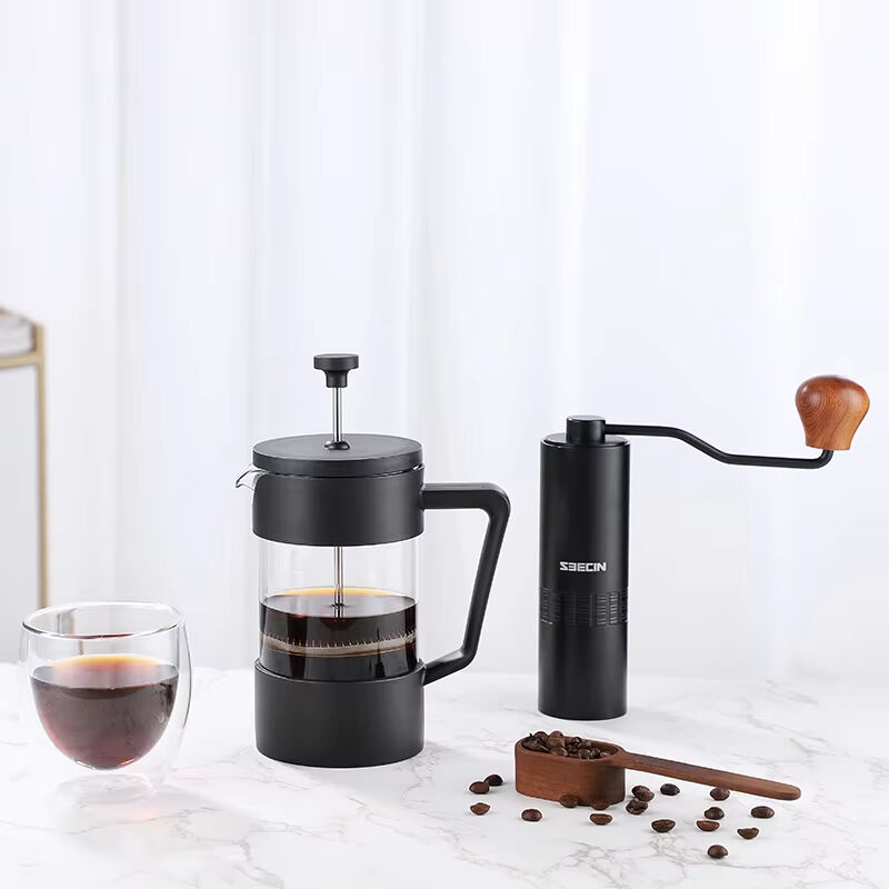 Black French Coffee Press Steel High Borosilicate Glass 304 Stainless ...