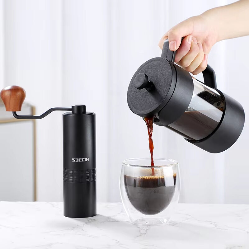 Black French Coffee Press Steel High Borosilicate Glass 304 Stainless ...