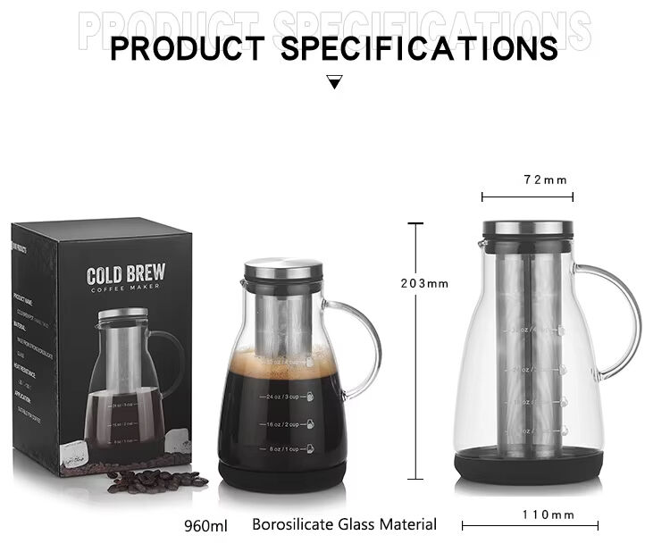 Borosilicate Glass 32oz Brewed Coffee Drink Bottle Equipment Electric ...