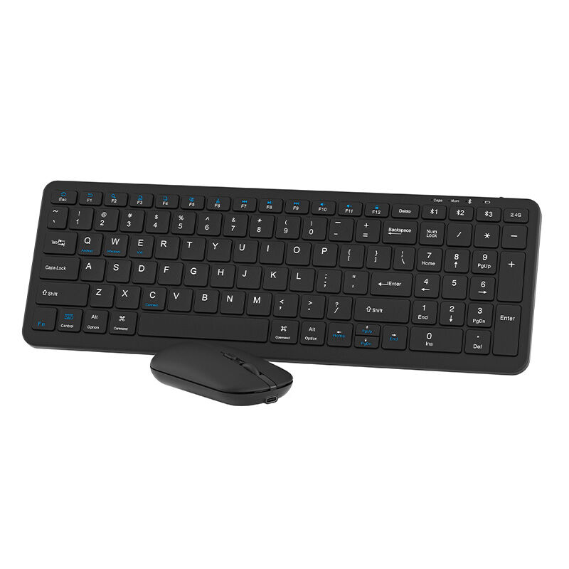 Black Wireless Rechargeable Keyboard And Mouse 2.4g Keyboard And ...
