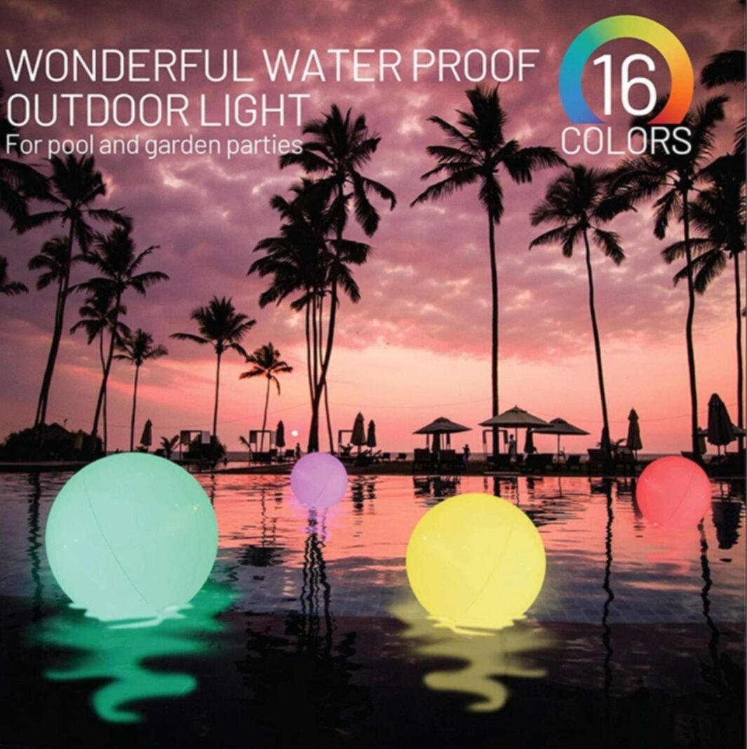 Inflatable Solar Powered Luminous Ball Floating Pool Light Waterproof ...