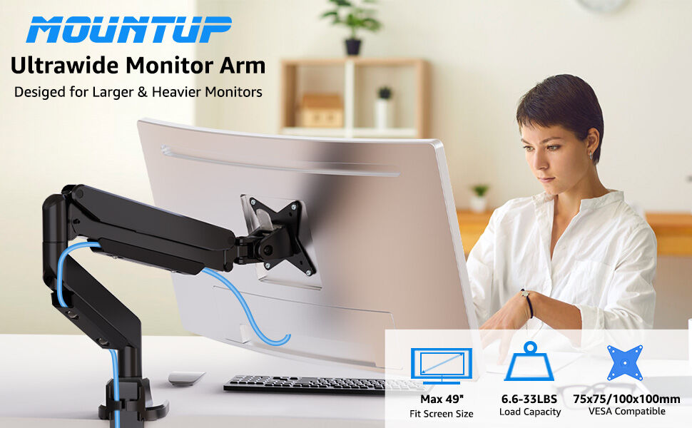 49 Inch Monitor Desk Mount Ultrawide Heavy Duty Monitor Arm Gas Spring ...