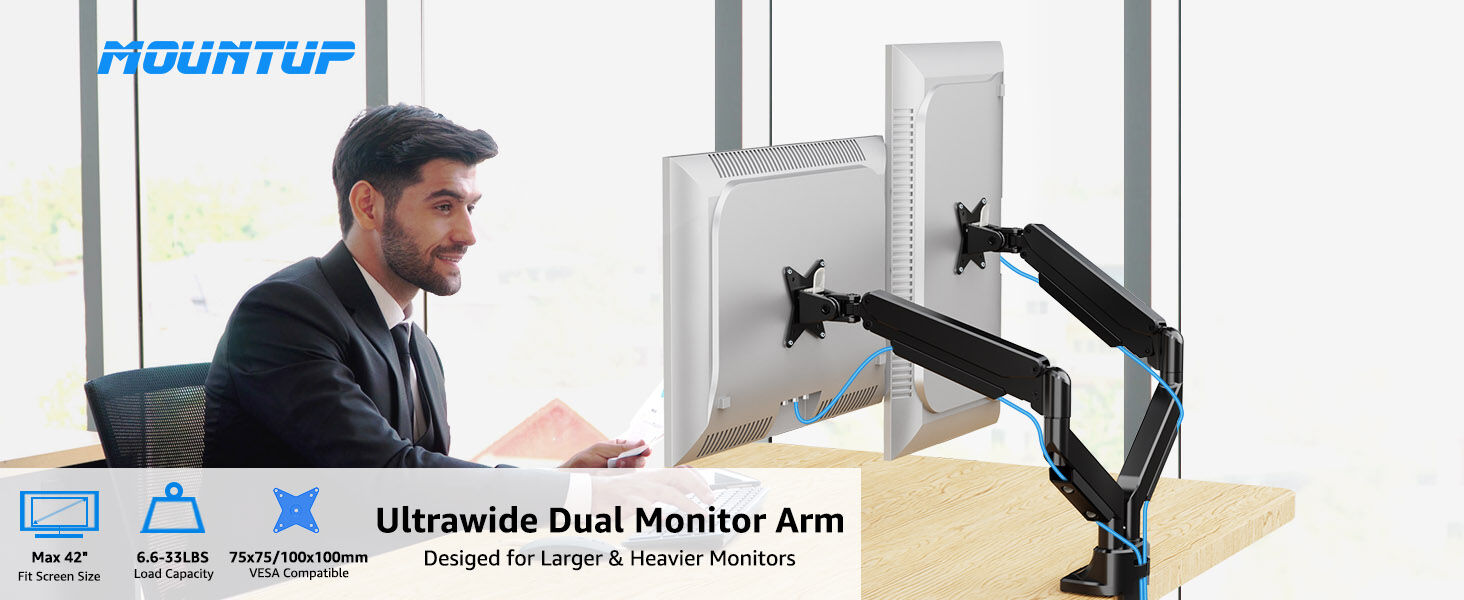 Mountup Dual Monitor Arm 13-42 Inch Computer Screen Bracket New 2 ...