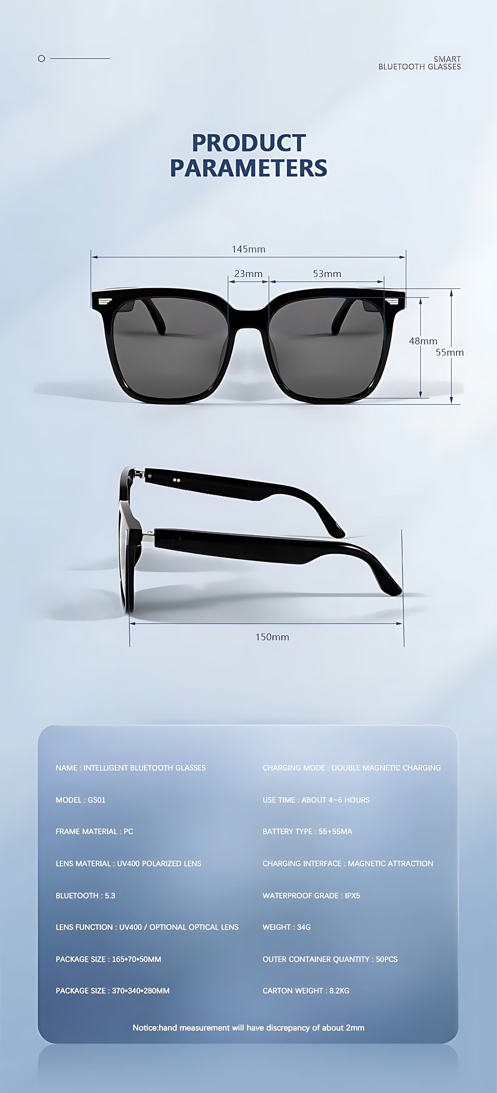 Buy China Wholesale Gs01 Smart Glasses For Men Bt 5.3 Sunglasses Touch ...