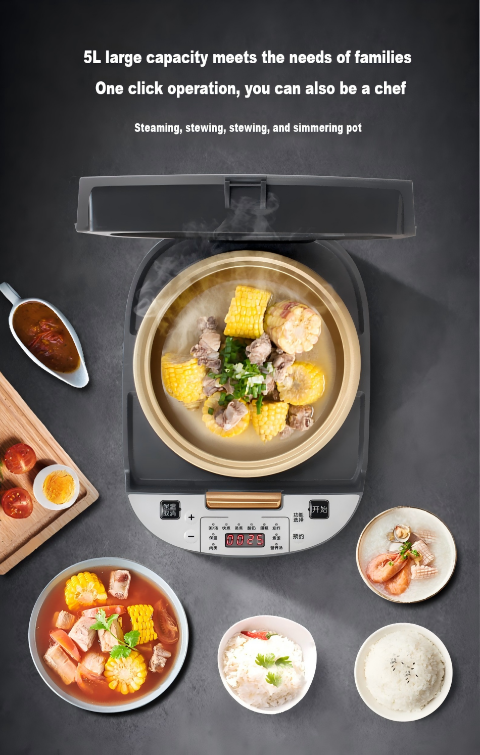 Hot Grey Gold 900w Rice Cooker Kitchen Utensils 220v/110v 50hz Rice ...