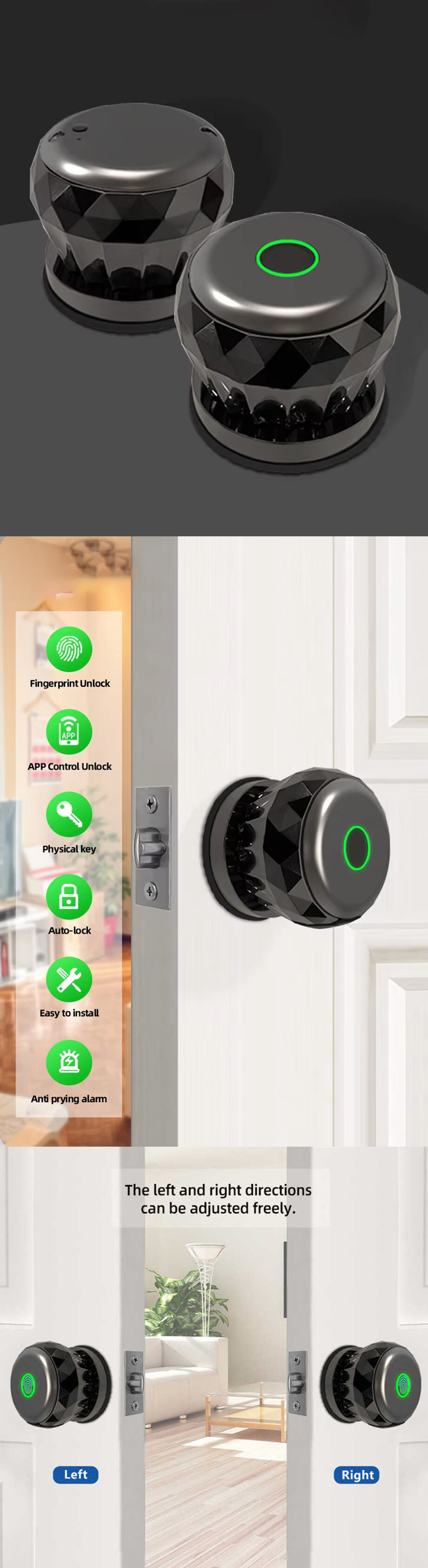 Hot Sales Full Digital Door Lock Cylindrical Vintage Round Door Ball ...