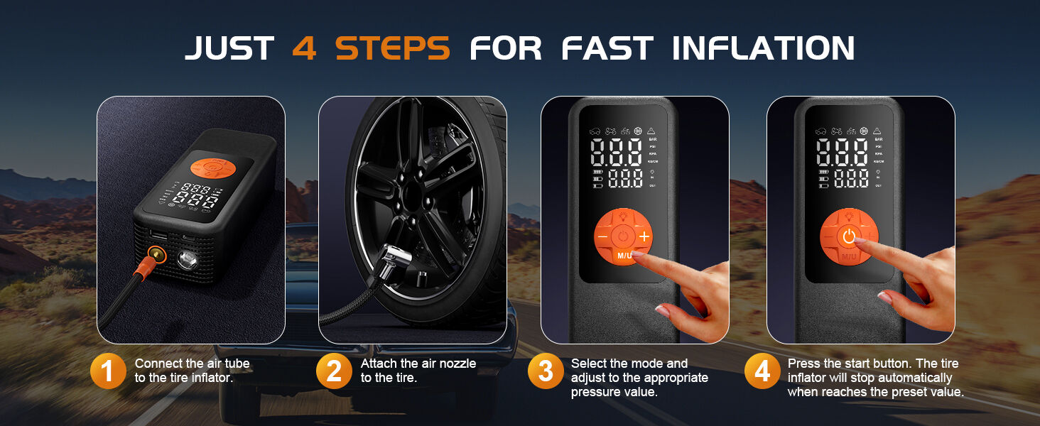 4000mah Digital Cordless Portable Tire Inflator,150psi Air Pump For Car ...