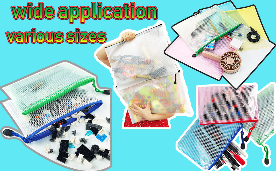 20 Pcs Zipper File Bags, Plastic Mesh Pouch, Board Game Storage Bag ...