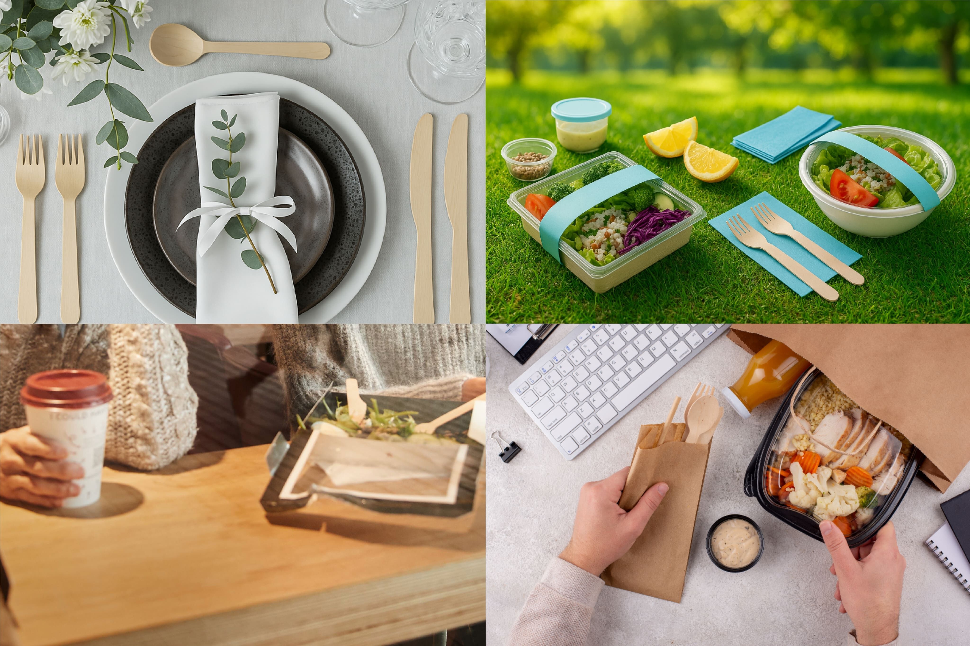 Eco Friendly Wooden Disposable Tableware Spork 160mm Length ...