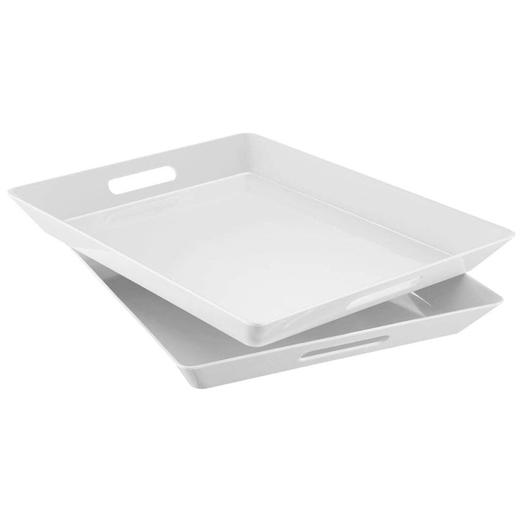 2 Pcs Melamine Serving Tray Set,melamine Rectangular Tray With Handles ...