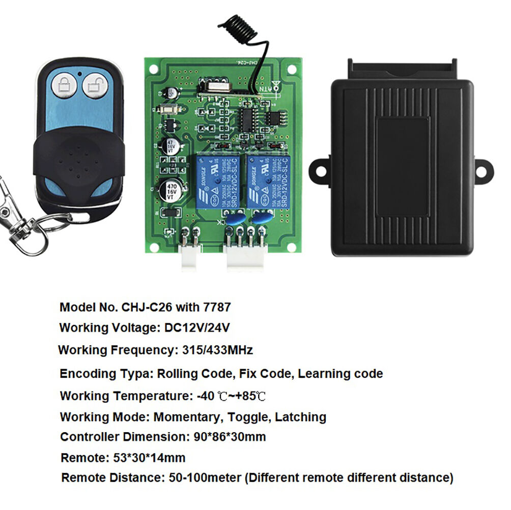Dc12v/24v Rf Wireless Gate Motor Controller 2ch Garage Door Dc Motor ...