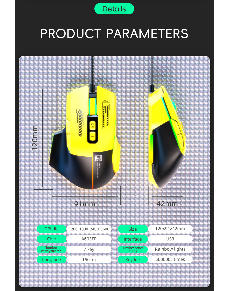 Professional 3600 Dpi Optical Sensor Backlight Wired 7d Gaming Mouse ...