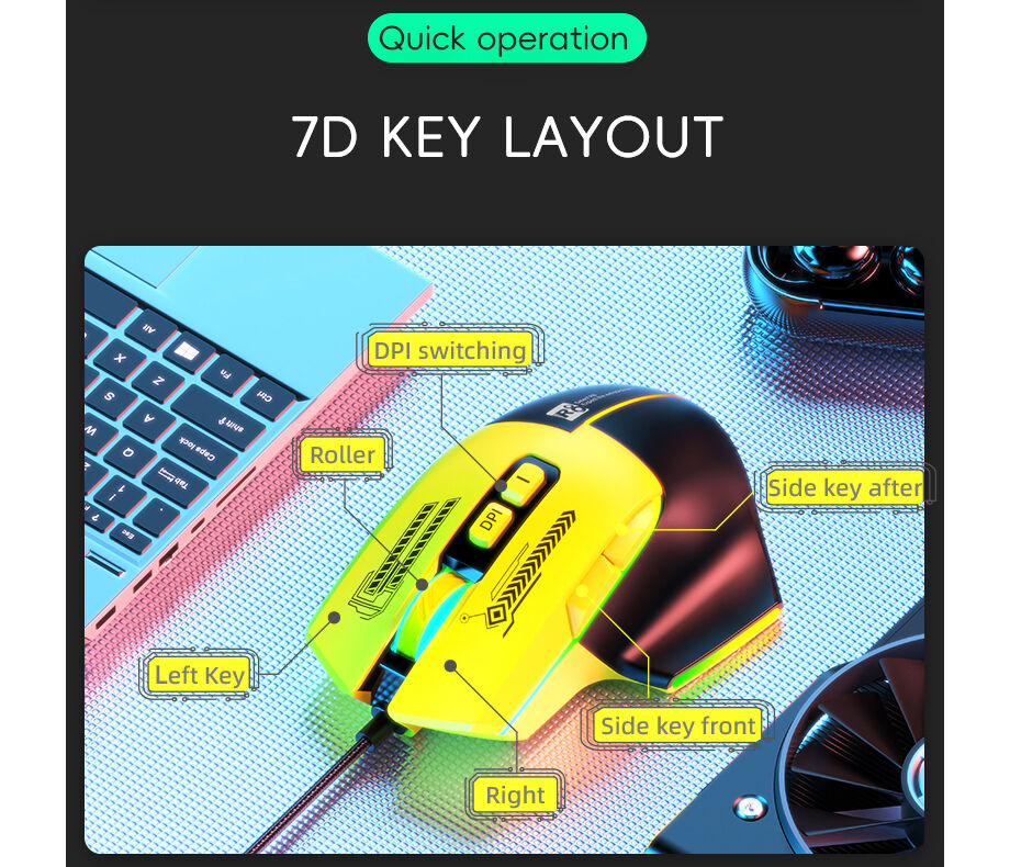 Professional 3600 Dpi Optical Sensor Backlight Wired 7d Gaming Mouse ...