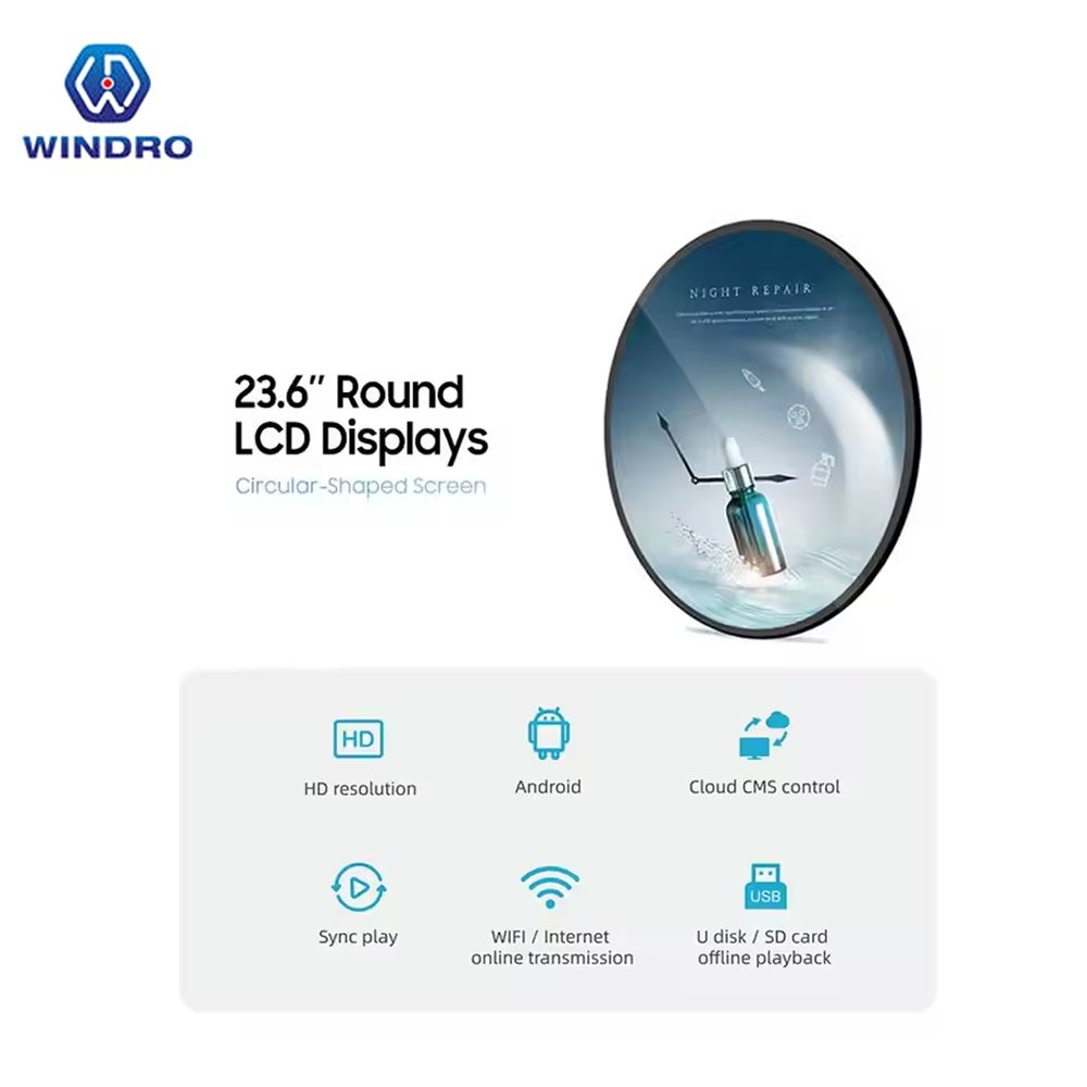 Windro Indoor Circular Display Round Lcd Screen Digital Signage Display ...