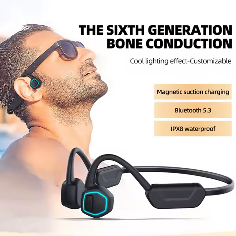 Open Ear Stereo Led Light 32g Memory Card Bone Conduction Headset ...