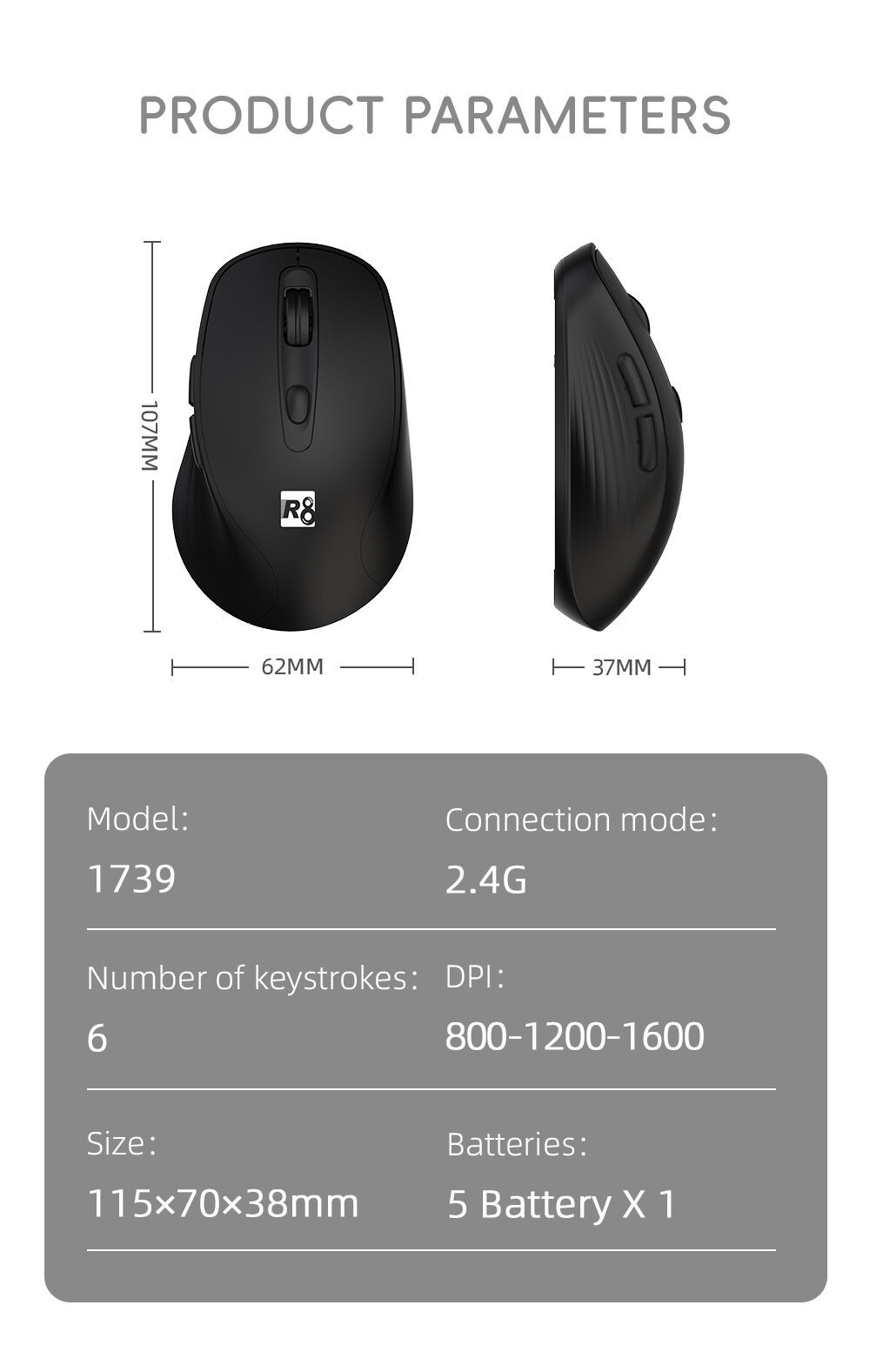 R8 Color Fashion Ergonomic Laptop 2.4g Wireless 6d Office Optical Mouse ...