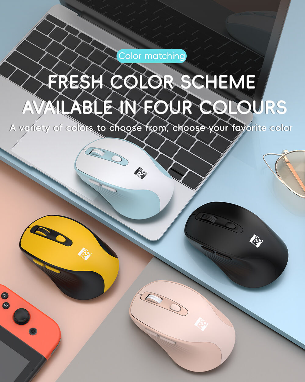R8 Color Fashion Ergonomic Laptop 2.4g Wireless 6d Office Optical Mouse ...