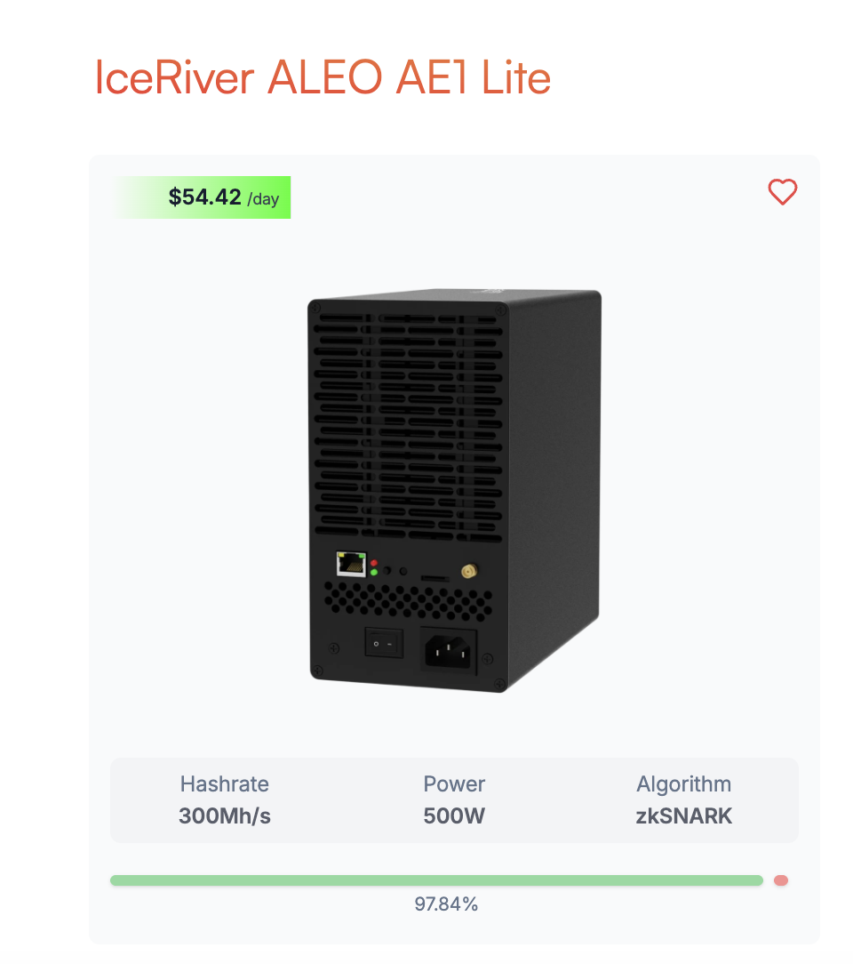 Iceriver Aleo Ae1 Lite Is An Asic Miner Designed For Zksnark Algorithm ...