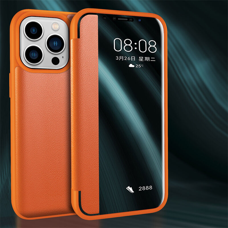 Leather Smart Window View Flip Cases For Iphone 16 Pro Max 15 14 13 12 ...