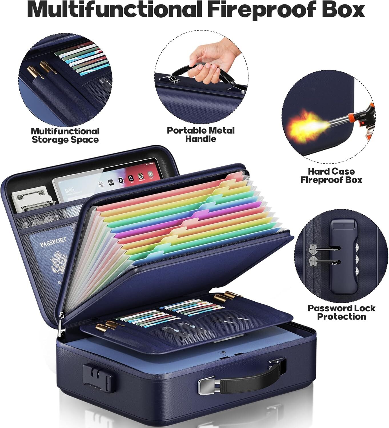 New Business Safety Storage Zipper Bag Cash Legal Storage Fireproof ...