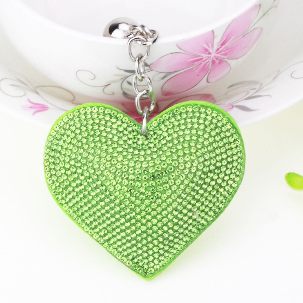 Popular Little Fragrance Peach Heart Hot Diamond Leather Keychain, Love ...
