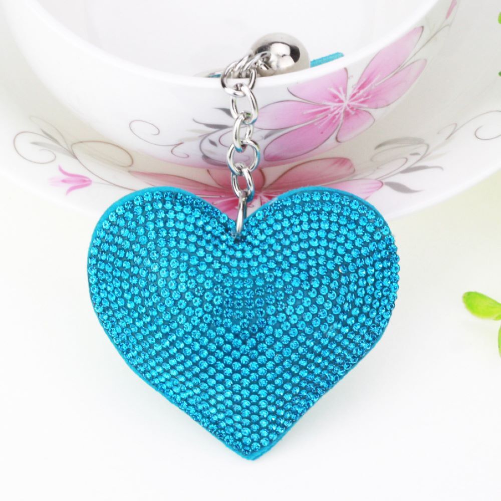 Popular Little Fragrance Peach Heart Hot Diamond Leather Keychain, Love ...