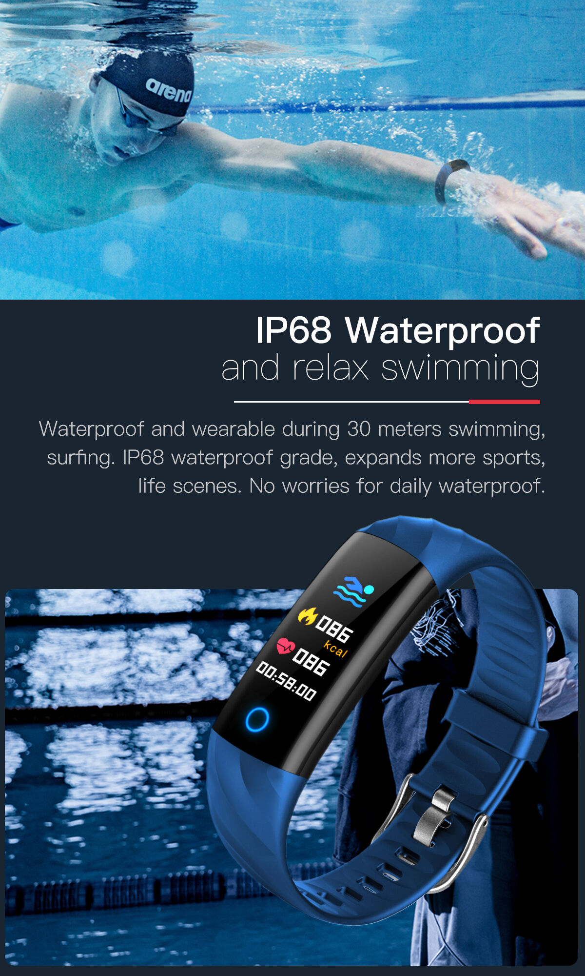 Wholesale S55 Cheap Sport Smart Wristband Heart Rate Monitor Blood ...