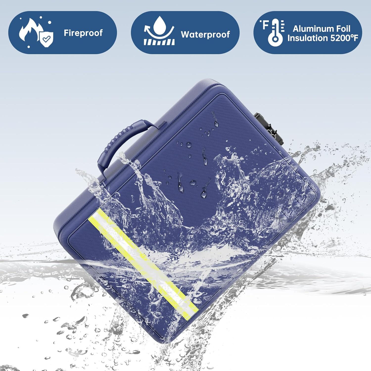 Fireproof Document Bag Plenty Of Pockets Waterproof Zipper Portable ...