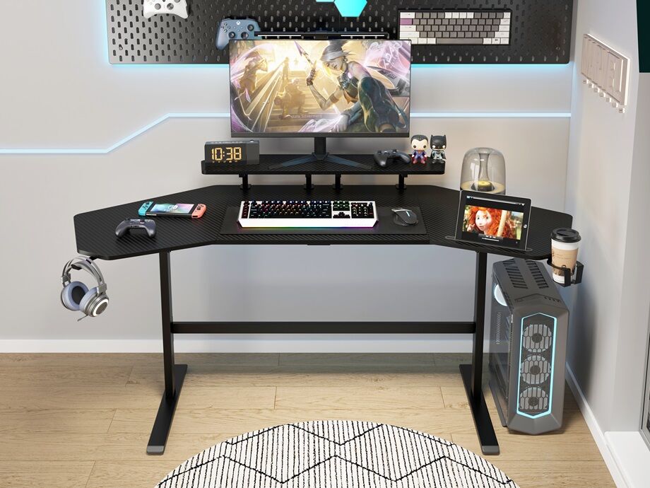 Olin Wing Shaped Gamer Worksation Studio Large Gaming Computer Desk ...